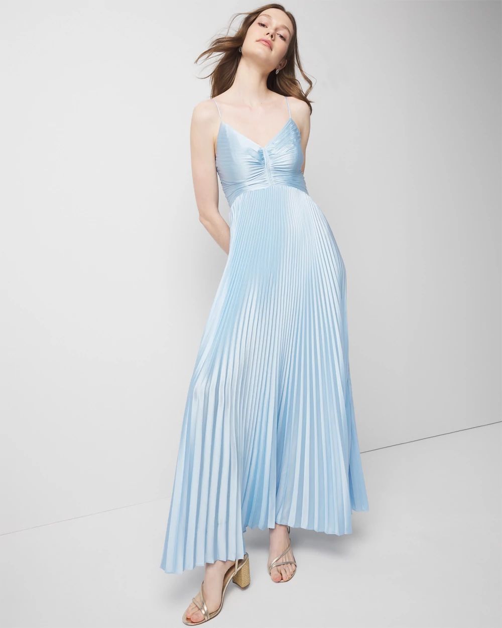 Satin Pleated Maxi Dress | White House Black Market